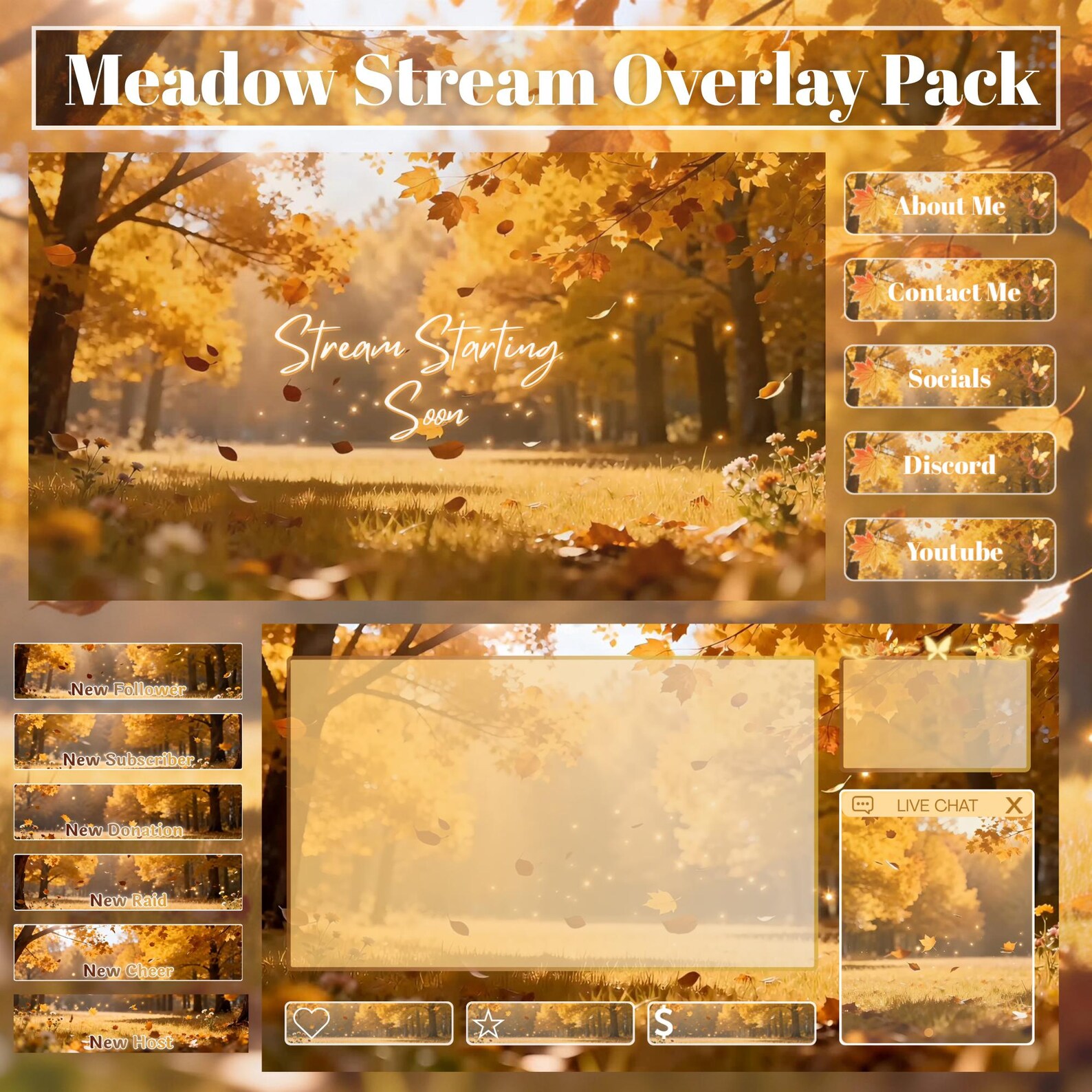 Meadow Glow — Animated Stream Overlay Pack | Twitch & OBS Overlays ...