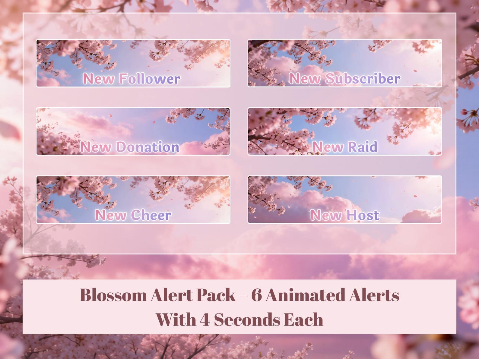 Blossom Drift — Animated Stream Overlay Pack | Twitch & OBS Overlays ...