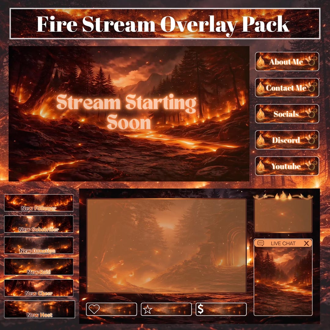 Fire Emberfall — Animated Stream Overlay Pack | Twitch & OBS Overlays ...