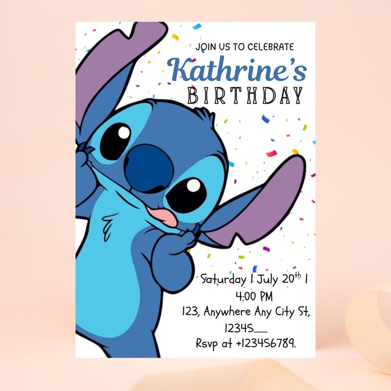Stitch Birthday Card - Etsy