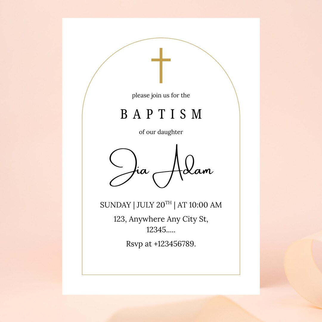Baptism Invitation Template, Editable Baptism Invite, Modern & Classic ...