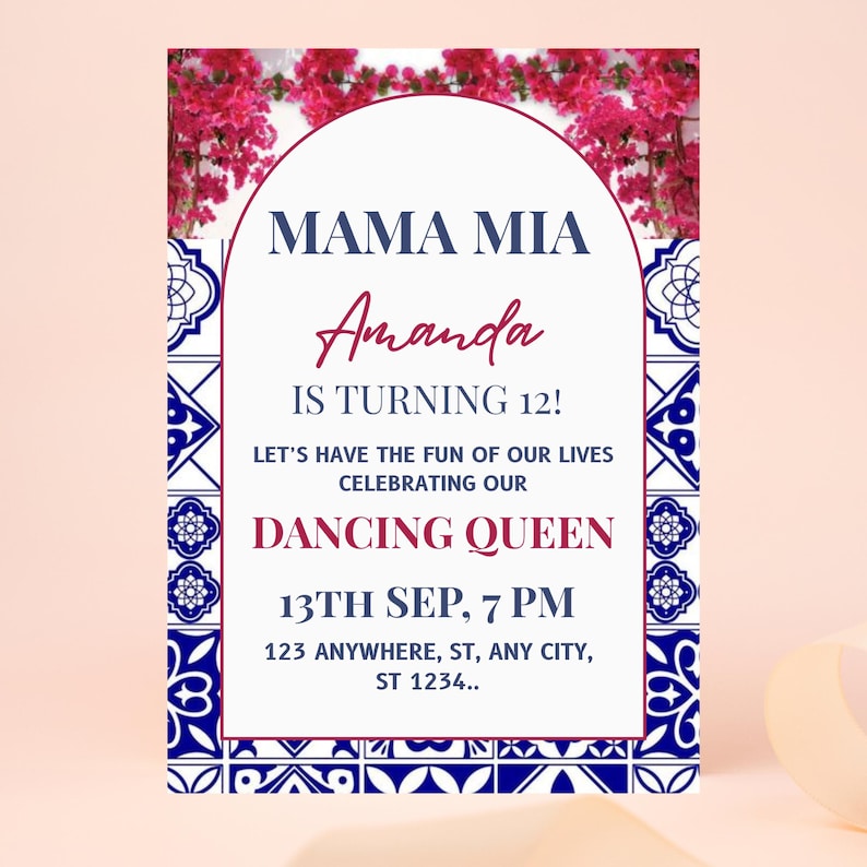 Editable Mamma Mia Themed Birthday Invitation Template, Mamma Mia Theme ...