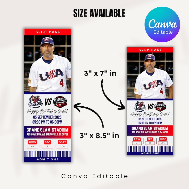 Editable Baseball Ticket Template, Custom Fake Baseball Ticket Template ...