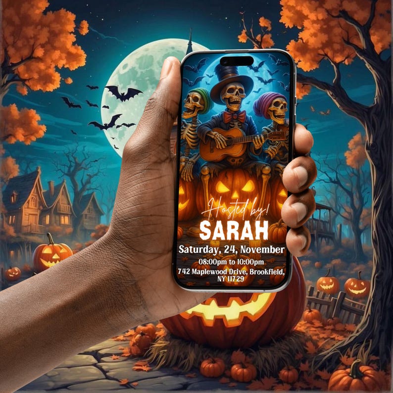 Digital Halloween Invitation Template, Gothic Halloween Evite, Animated ...