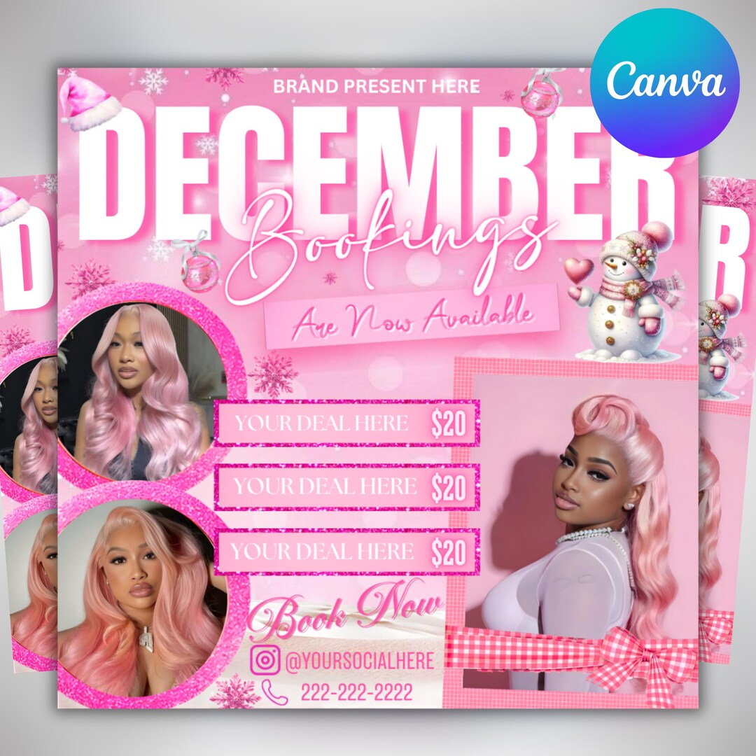 December Bookings Flyer, Christmas Appointments Flyer, Holiday Books ...