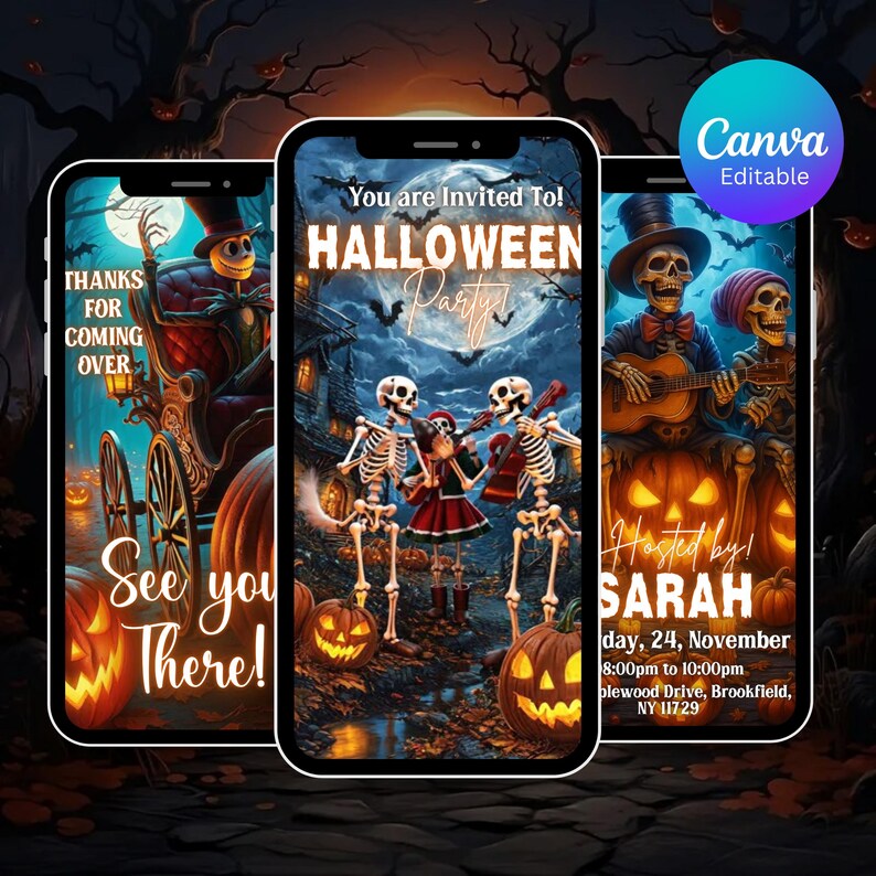 Digital Halloween Invitation Template, Gothic Halloween Evite, Animated ...