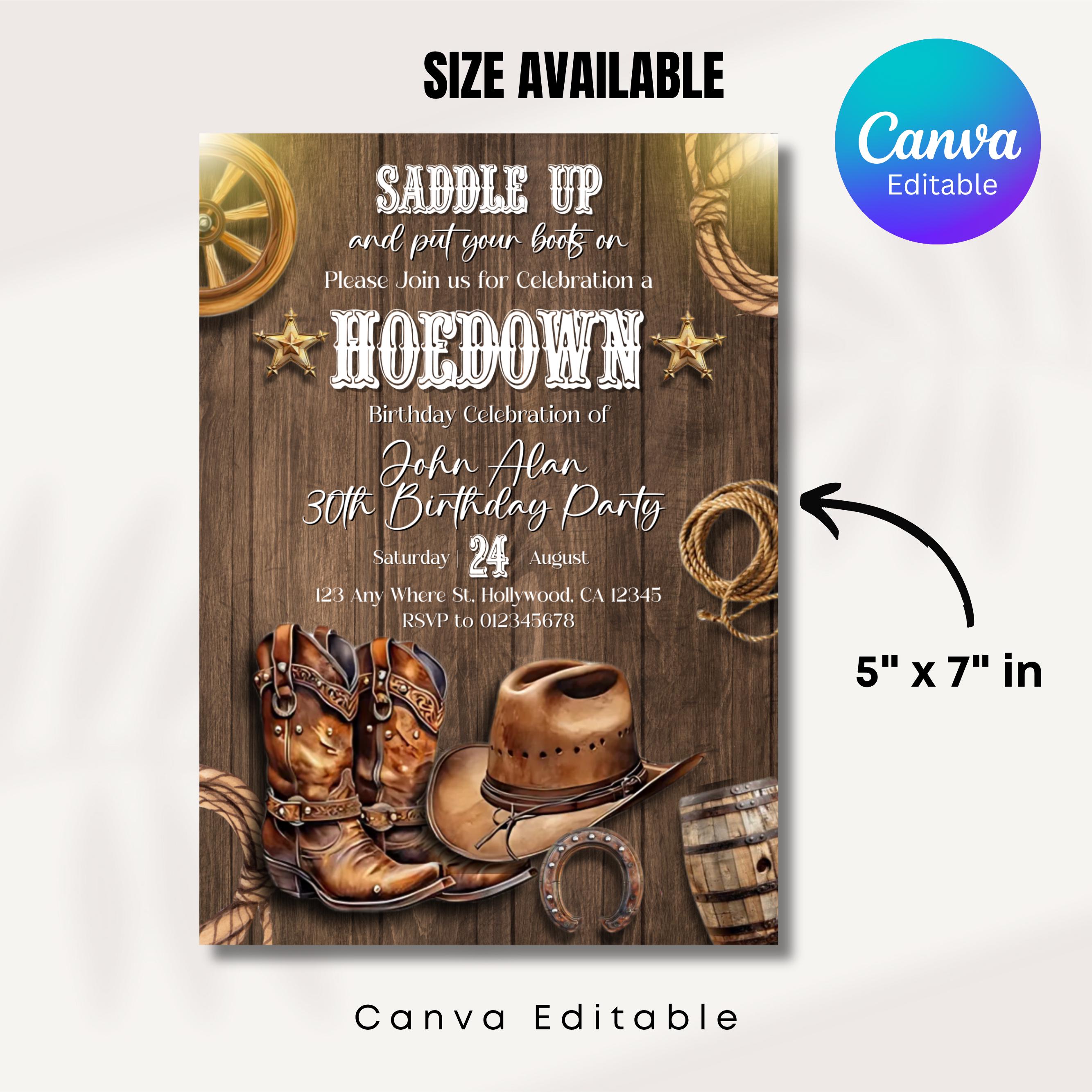 Cowboy Birthday Invitation, Western Birthday Invitation, Cowgirl Party ...