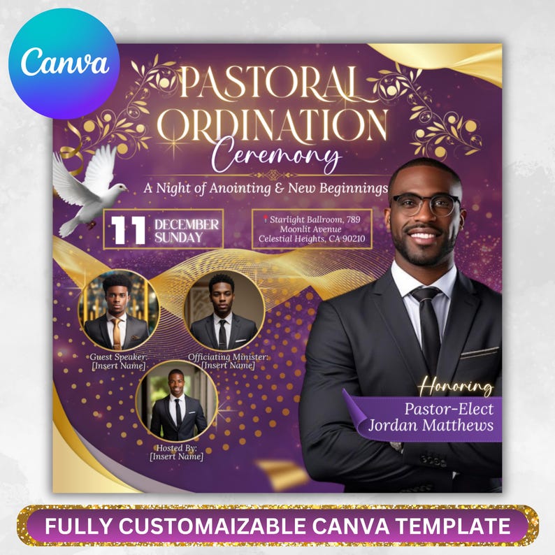 Ordination Service Flyer, Church Flyer, Ordination Church Flyer ...