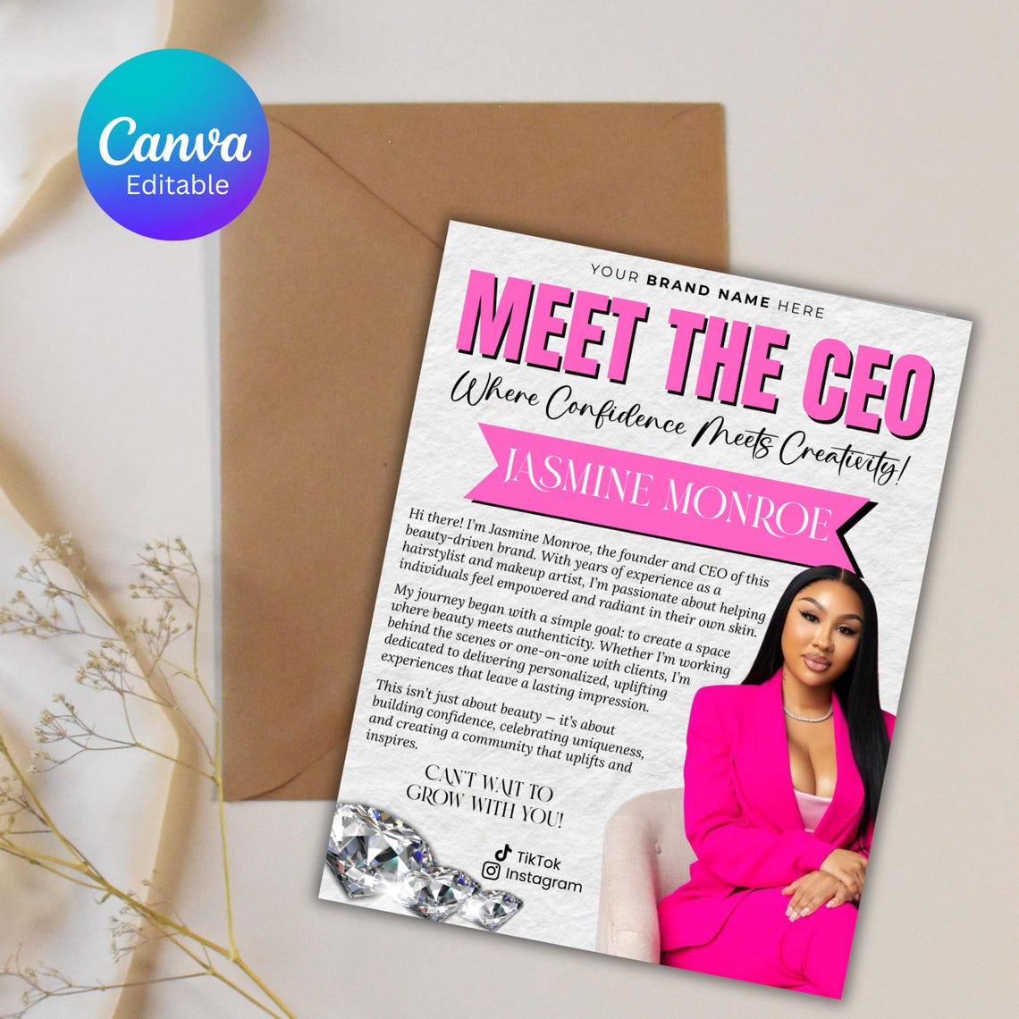 DIY Meet the CEO Flyer Template, Meet the CEO Flyer, Editable Beauty ...