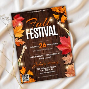 Fall Festival Flyer, DIY Flyer Template Design, Harvest Festival Invite ...
