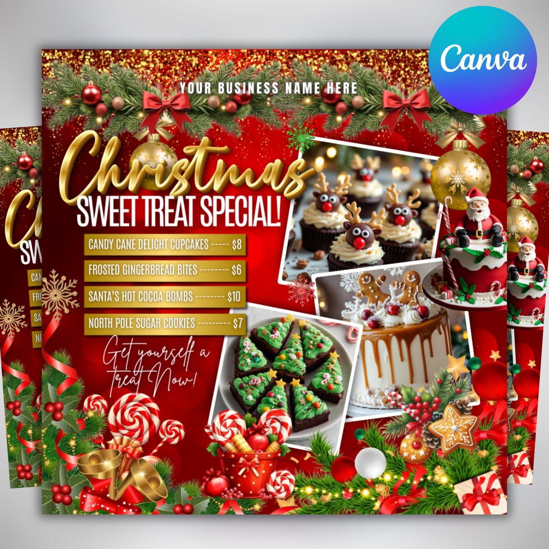 Christmas Sweet Treats Flyer, Diy Flyer Template Design, December Bake ...