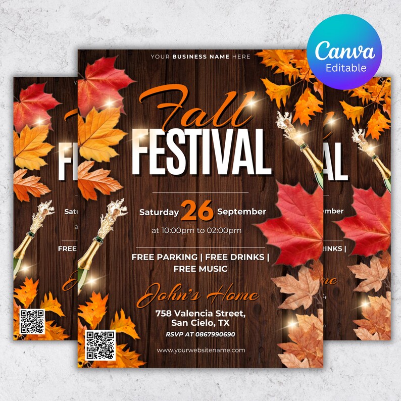 Fall Festival Flyer, DIY Flyer Template Design, Harvest Festival Invite ...