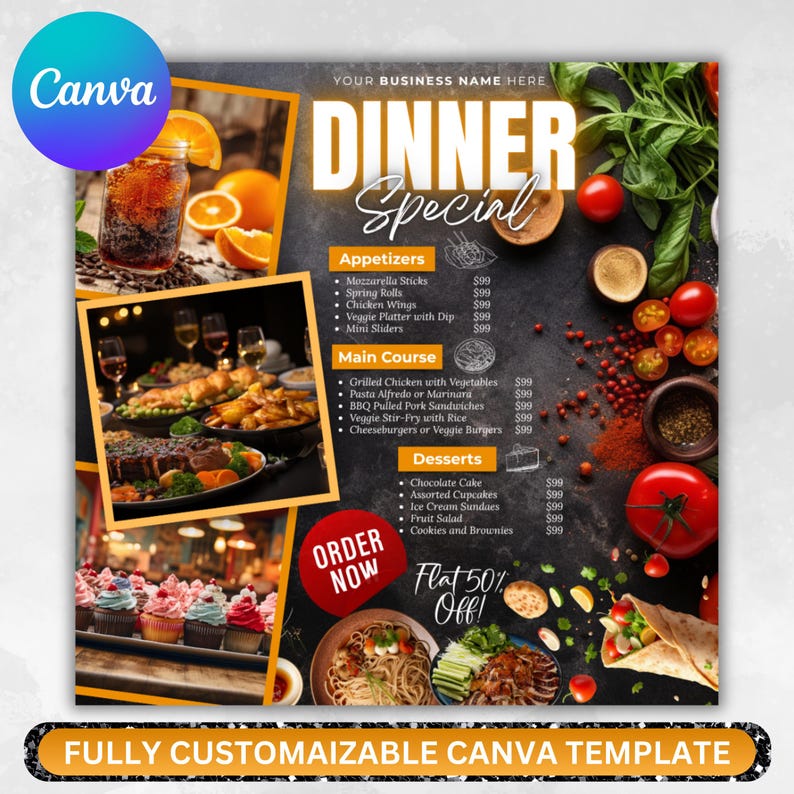 Dinner Special Flyer, Restaurant Menu Flyer, Dessert Flyer, Small ...