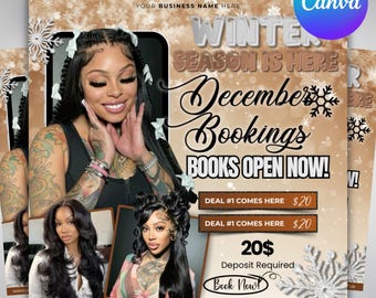 December Booking Open Now Hair Appointments Books Christmas Nail Flyer ...