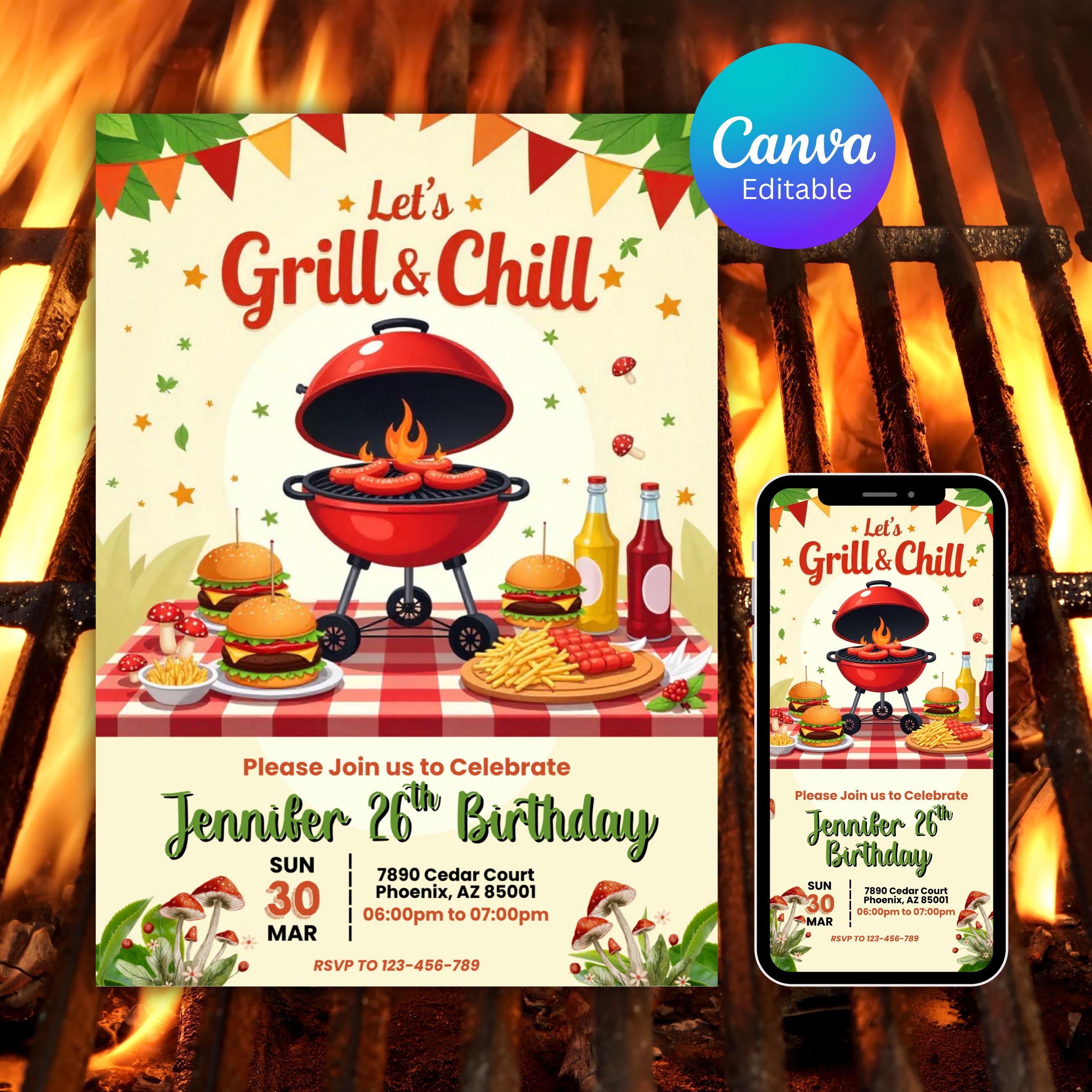 BBQ Party Invitation, Editable BBQ Party Invite, Barbecue Invitation ...