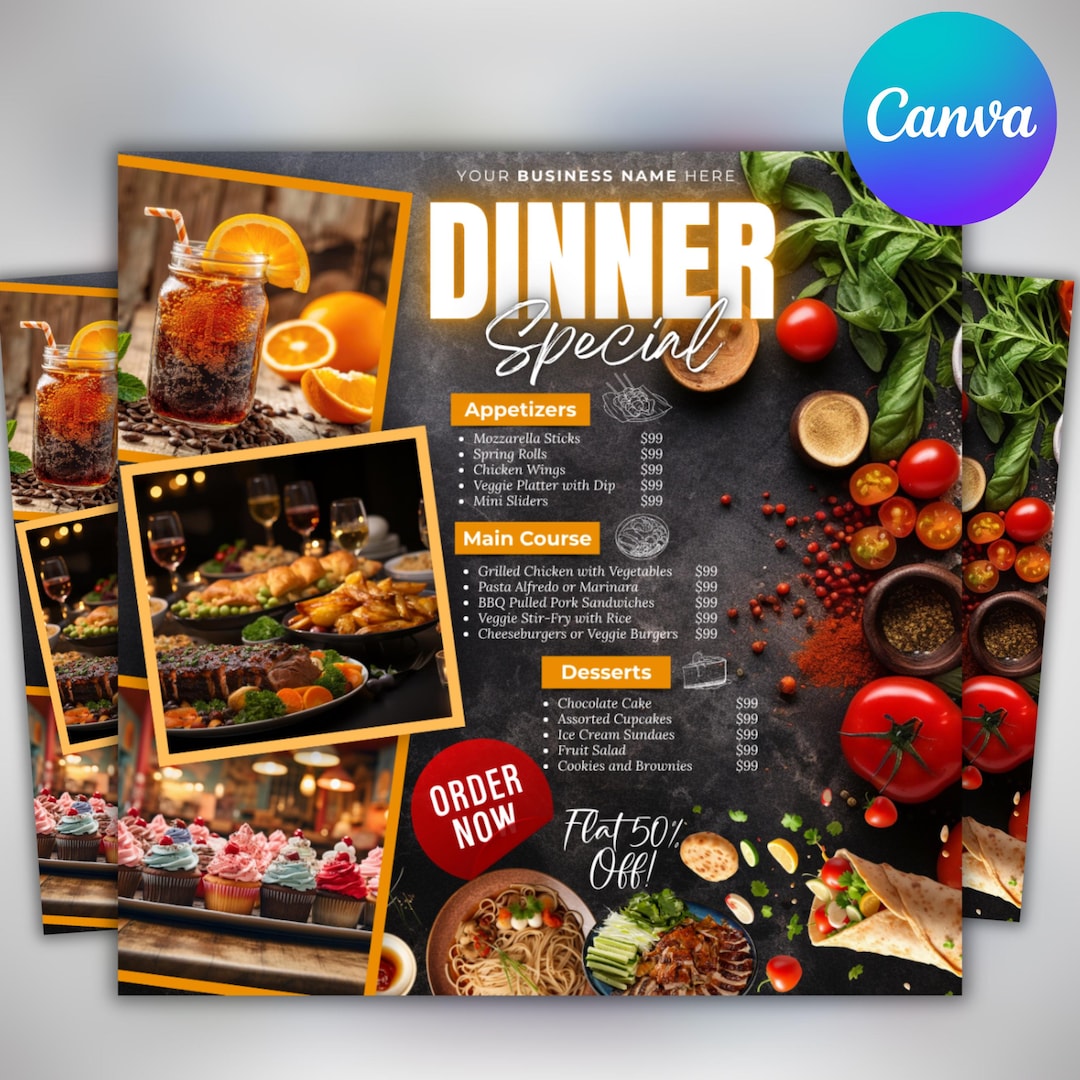 Dinner Special Flyer, Restaurant Menu Flyer, Dessert Flyer, Small ...