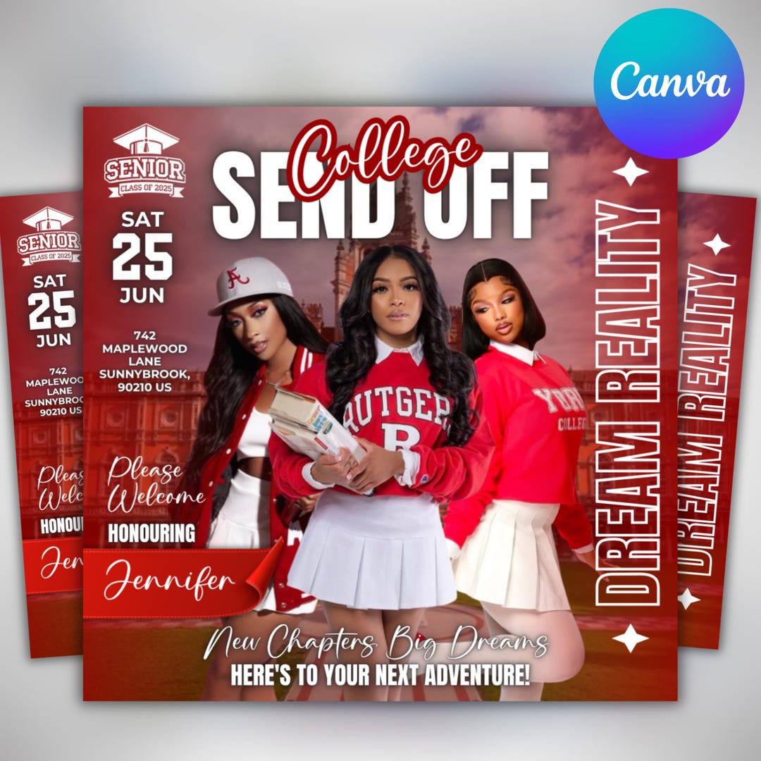 Editable College Send off Evite, Farewell Party Invite, DIY Trunk Party ...
