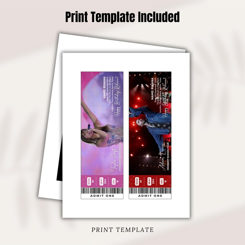 Editable Concert Ticket Canva, DIY Tickets Template, Printable Custom ...