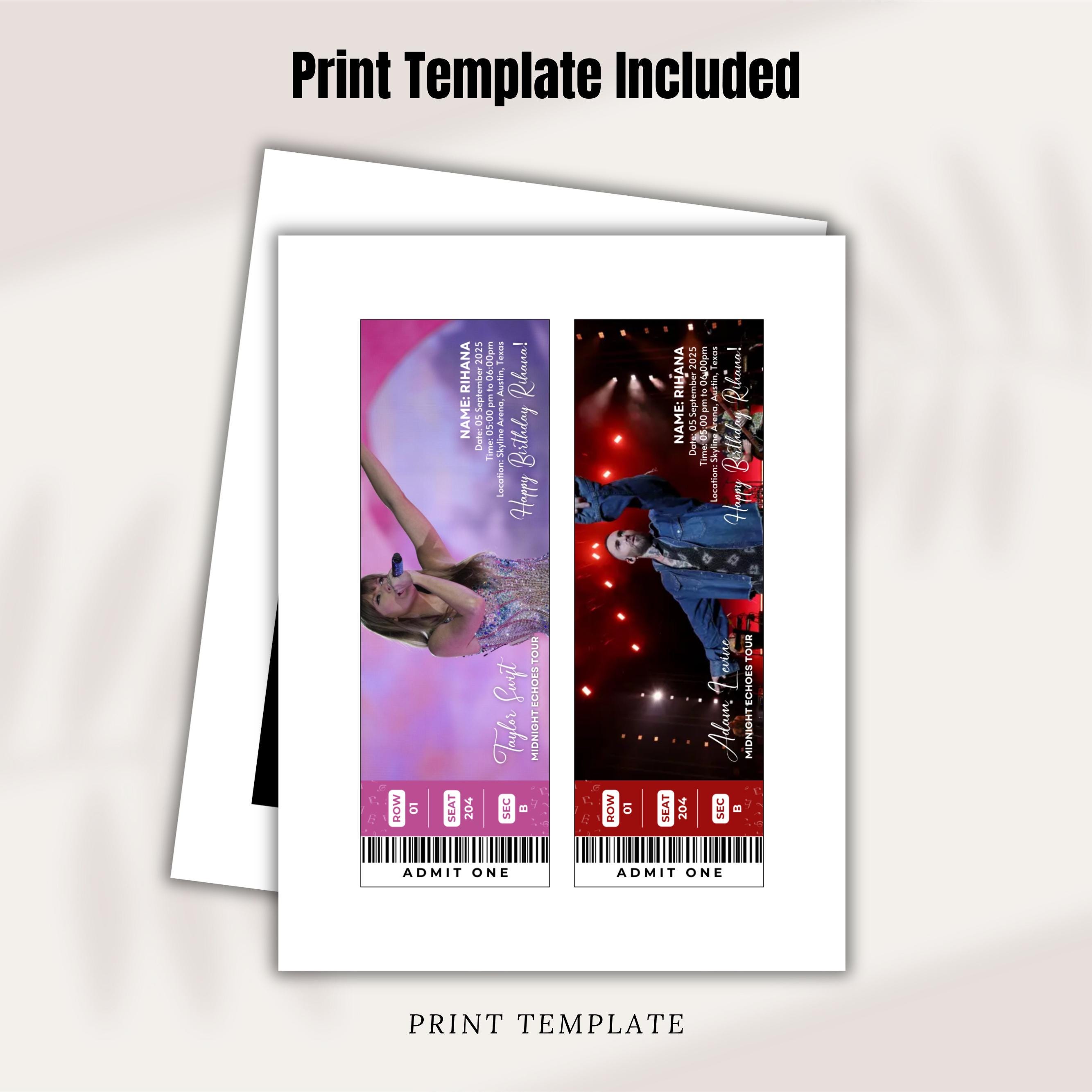 Editable Concert Ticket Canva, DIY Tickets Template, Printable Custom ...