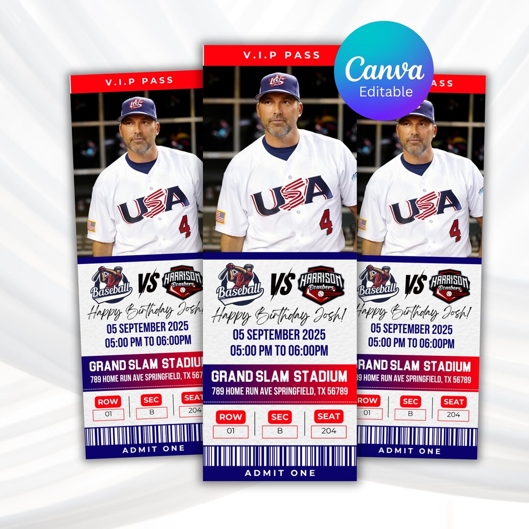 Editable Baseball Ticket Template, Custom Fake Baseball Ticket Template ...