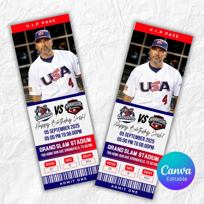 Editable Baseball Ticket Template, Custom Fake Baseball Ticket Template ...