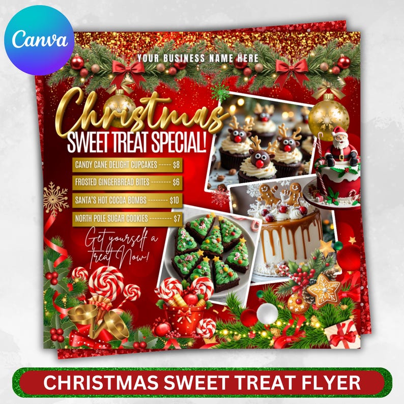 Christmas Sweet Treats Flyer, Diy Flyer Template Design, December Bake ...