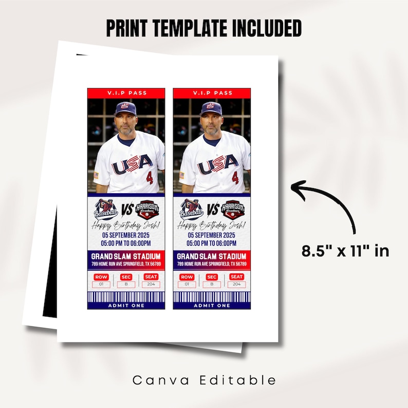 Editable Baseball Ticket Template, Custom Fake Baseball Ticket Template ...