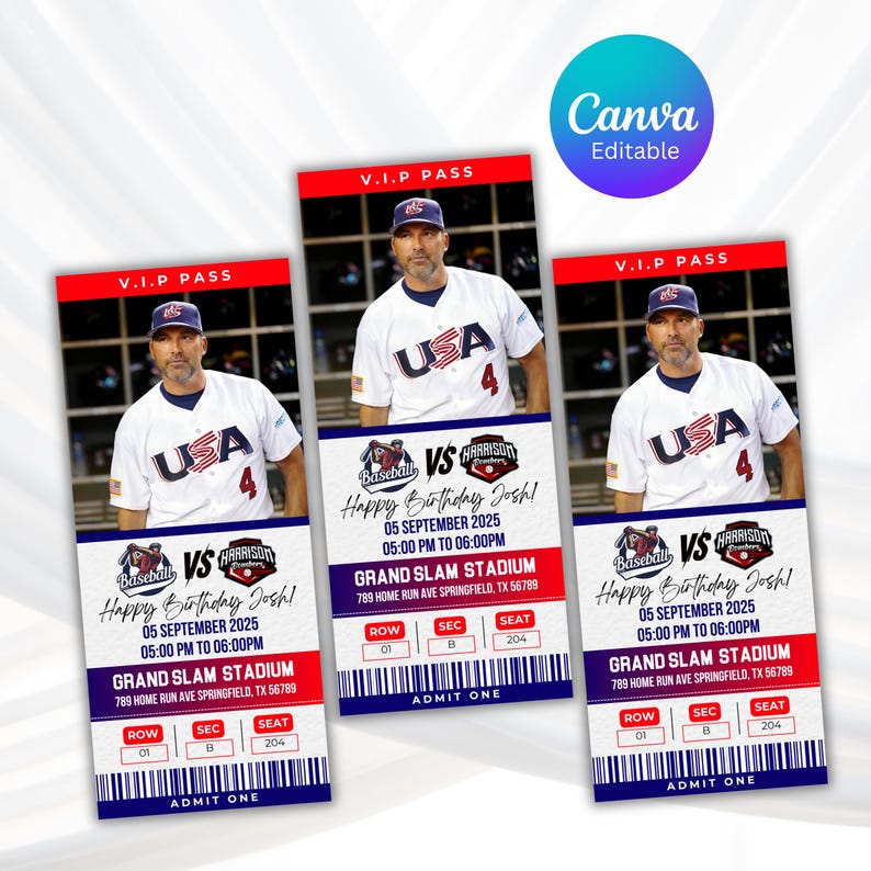 Editable Baseball Ticket Template, Custom Fake Baseball Ticket Template ...