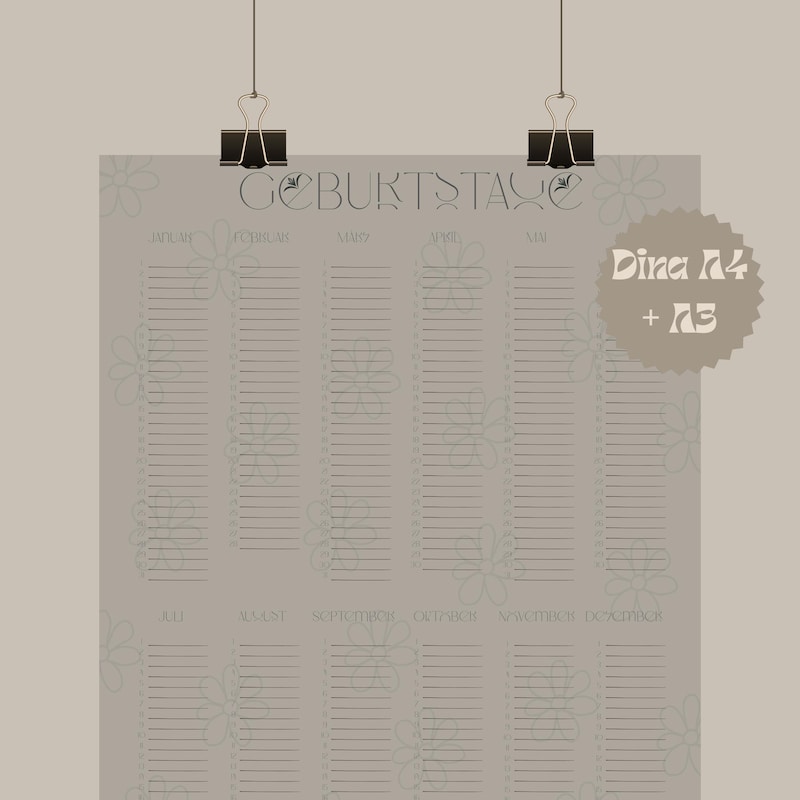 Semi Calendar - Etsy UK