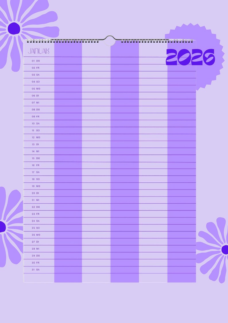 2026 Wall Calendar | Large Family Calendar | Modern Stripe Design | 4 ...