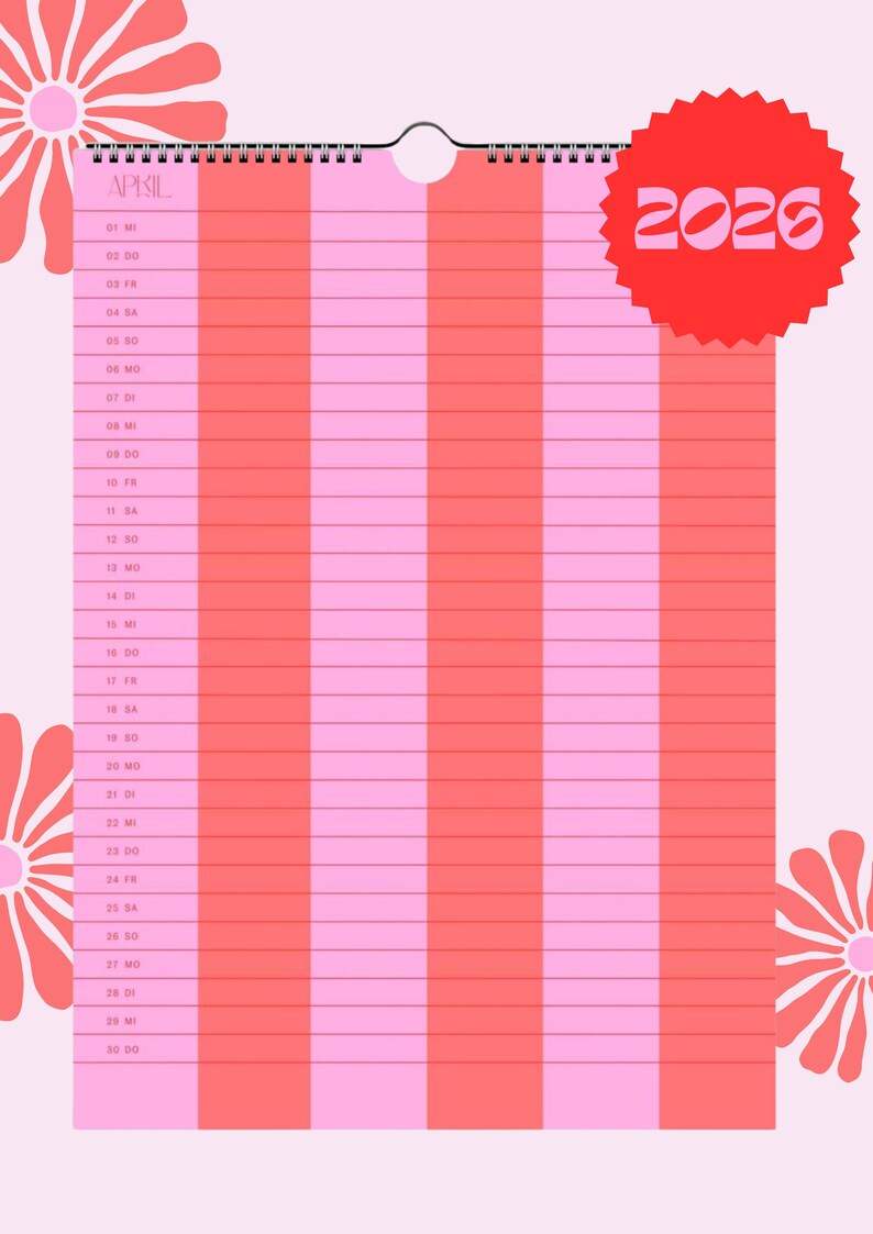 2026 Wall Calendar | Large Family Calendar | Modern Stripe Design | 4 ...