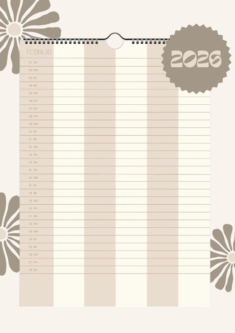 2026 Wall Calendar | Large Family Calendar | Modern Stripe Design | 4 ...