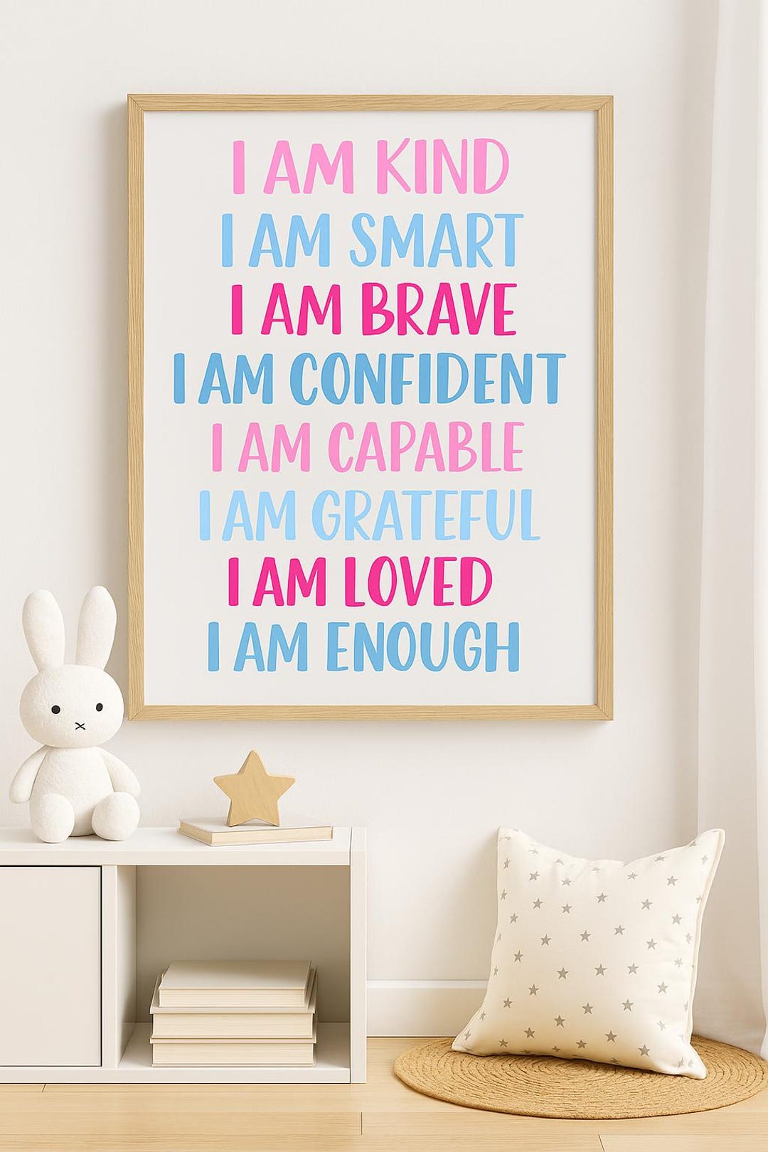 Positive Affirmations Wall Art Printable – “I Am” Statement Poster for ...