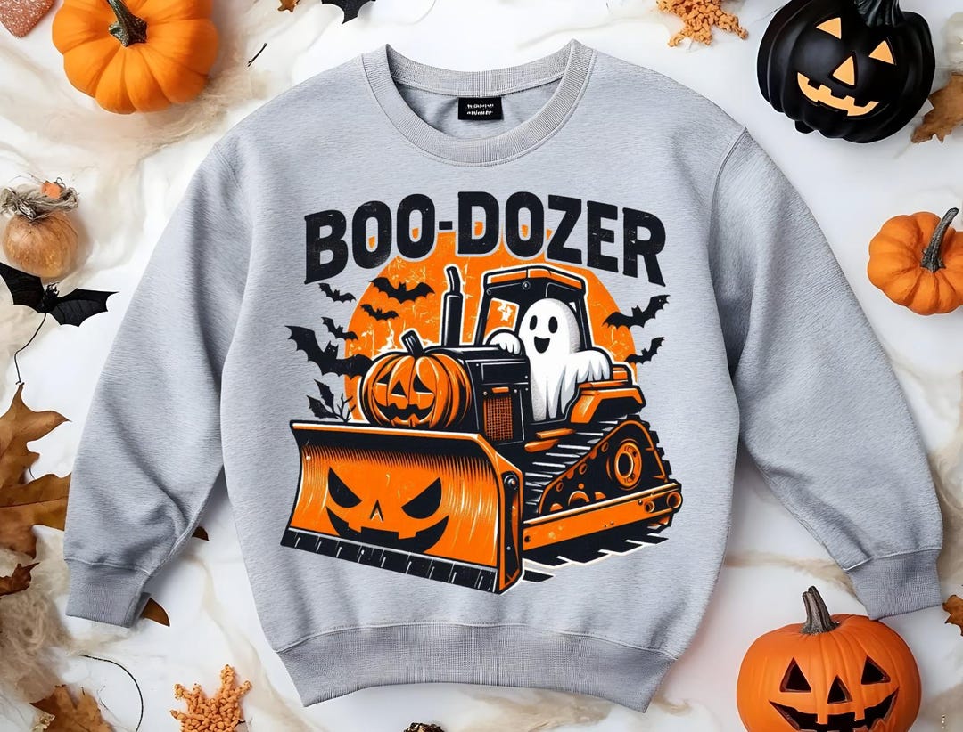 Construction Halloween PNG: Spooky Tractor Ghost Design (digital ...