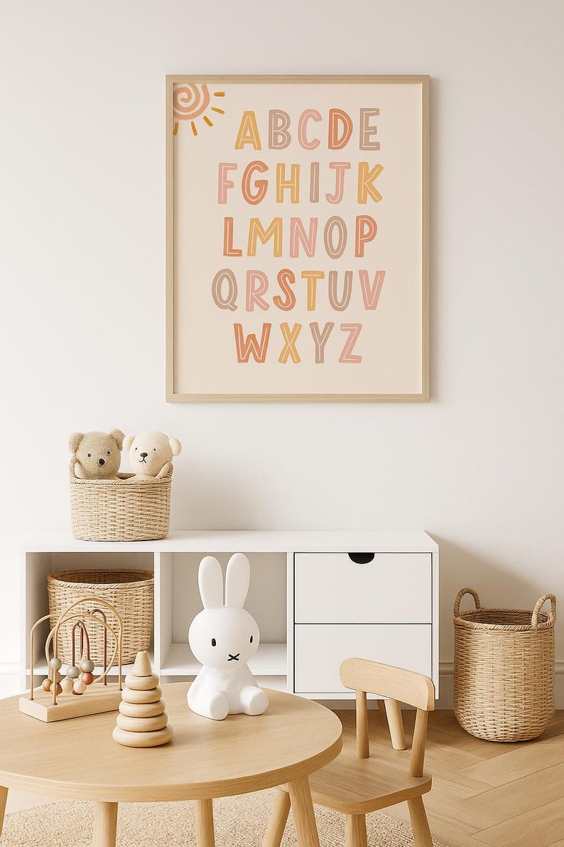 Pastel-boho Alphabet Wall Art Printable – ABC Poster for Kids Room ...