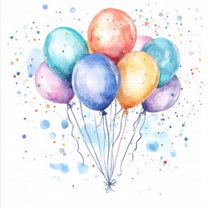 Balloon Clipart Watercolor Birthday Celebration Clipart Birthday ...