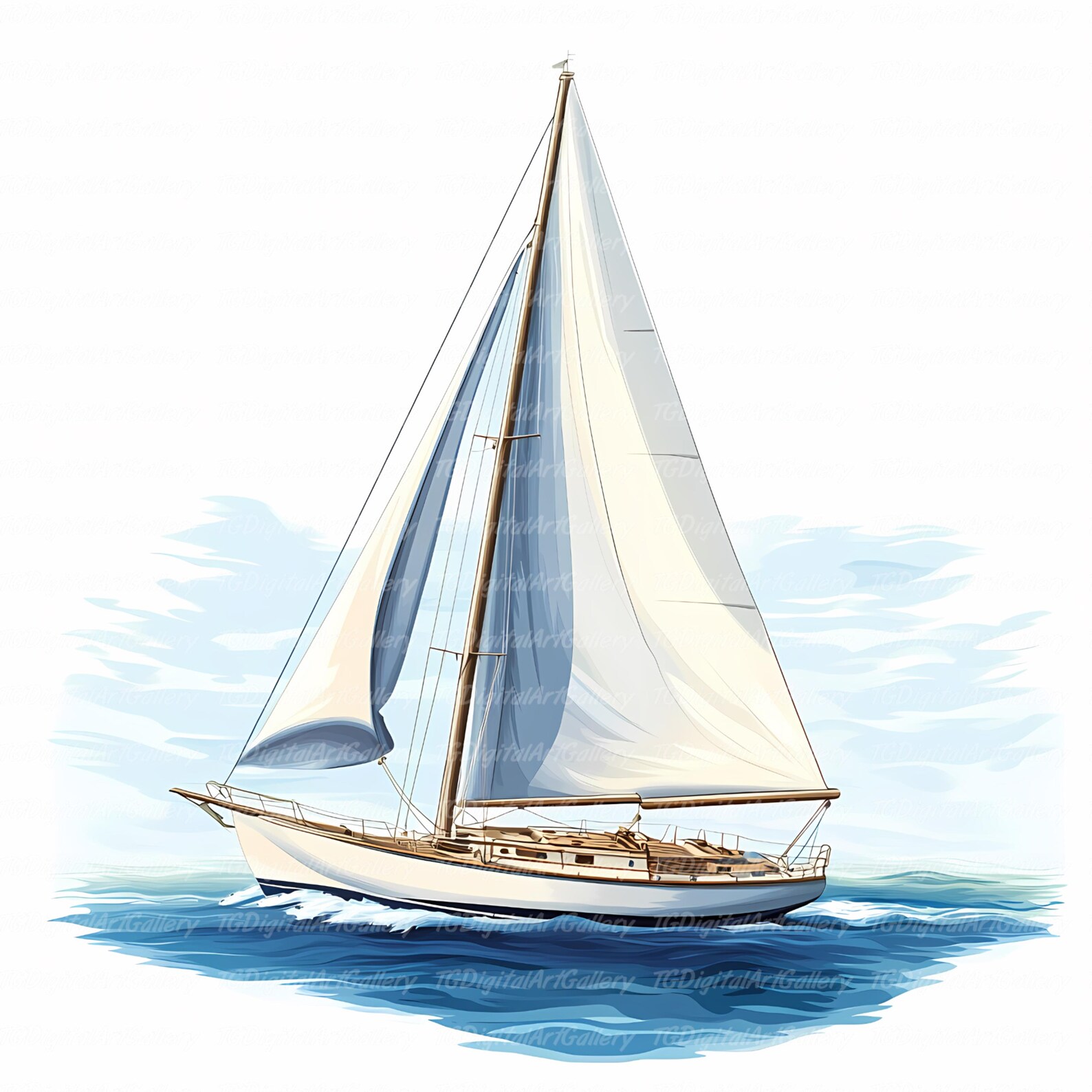 Nautical Sail Boat Clipart Bundle Printable Ship Jpgs for Card Making ...
