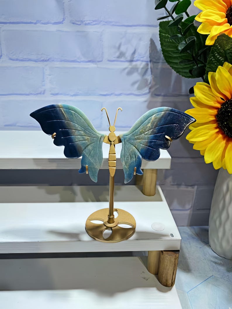 6" Trolleite Butterfly Wings , Crystal Wings Carving ，crystal Healing ...