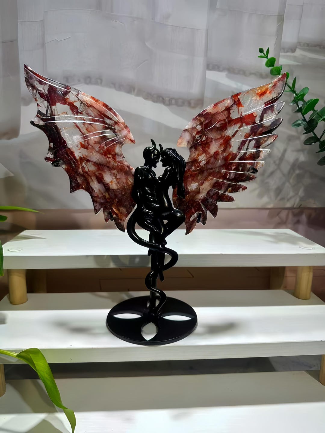 10" Fire Quartz Demon Wings,big Crystal Wings Carving,crystal Healing ...