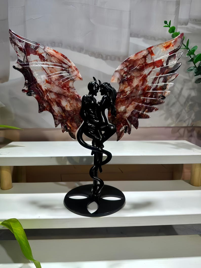 10" Fire Quartz Demon Wings,big Crystal Wings Carving,crystal Healing ...