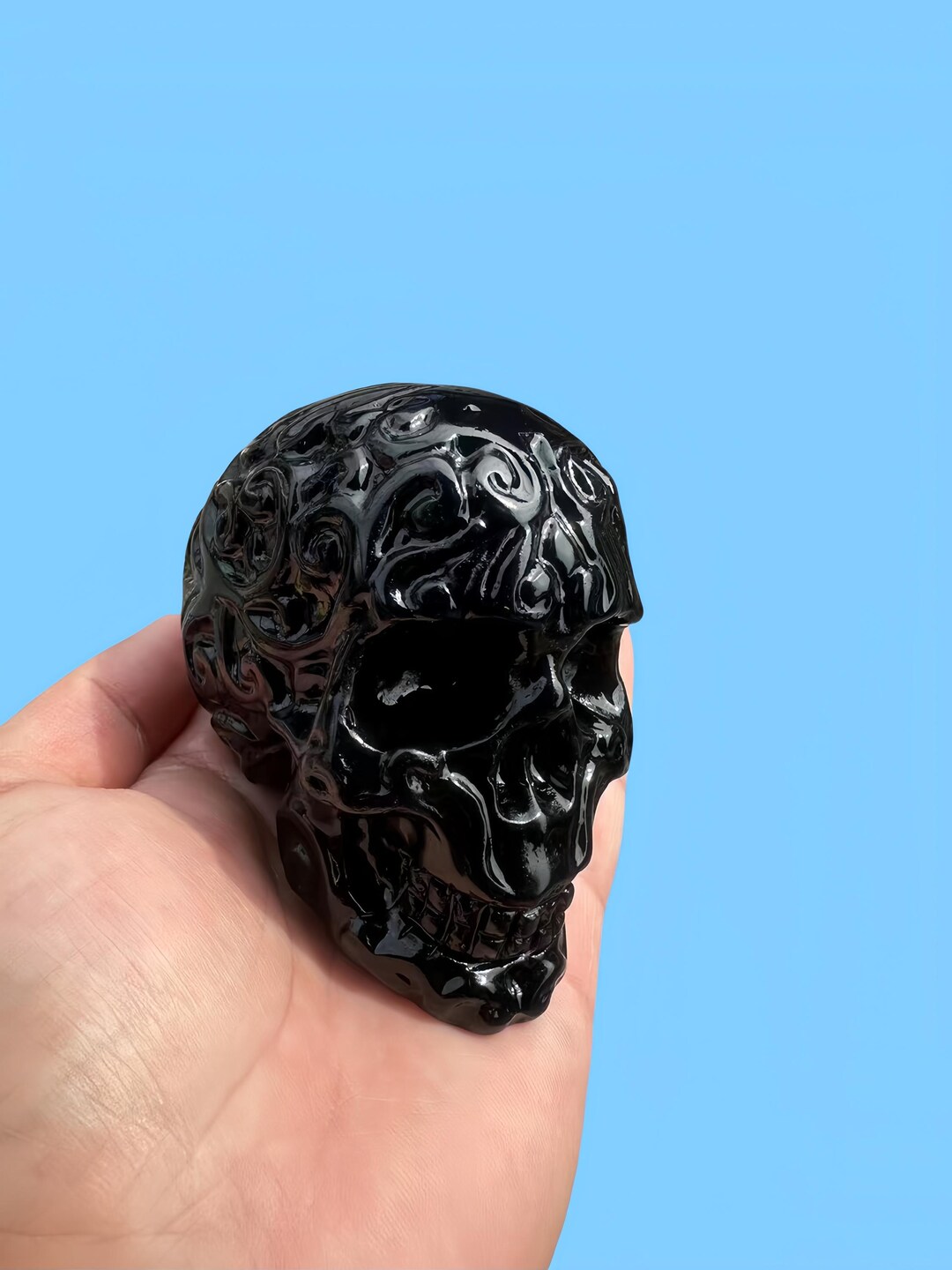 Protective Black Obsidian Eagle Claw Skull – Reiki Healing Tool, Eagle ...