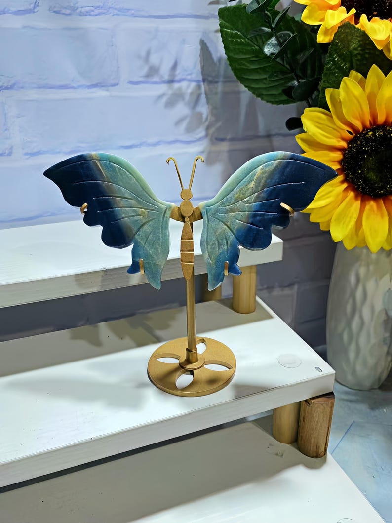 6" Trolleite Butterfly Wings , Crystal Wings Carving ，crystal Healing ...