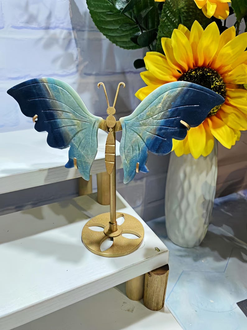 6" Trolleite Butterfly Wings , Crystal Wings Carving ，crystal Healing ...