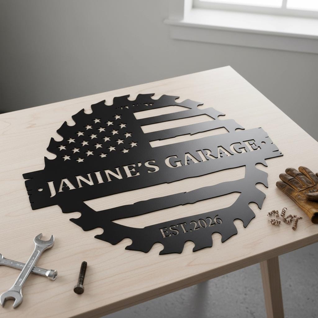 Custom American Flag Garage Sign,personalized Garage Name Sign,metal ...