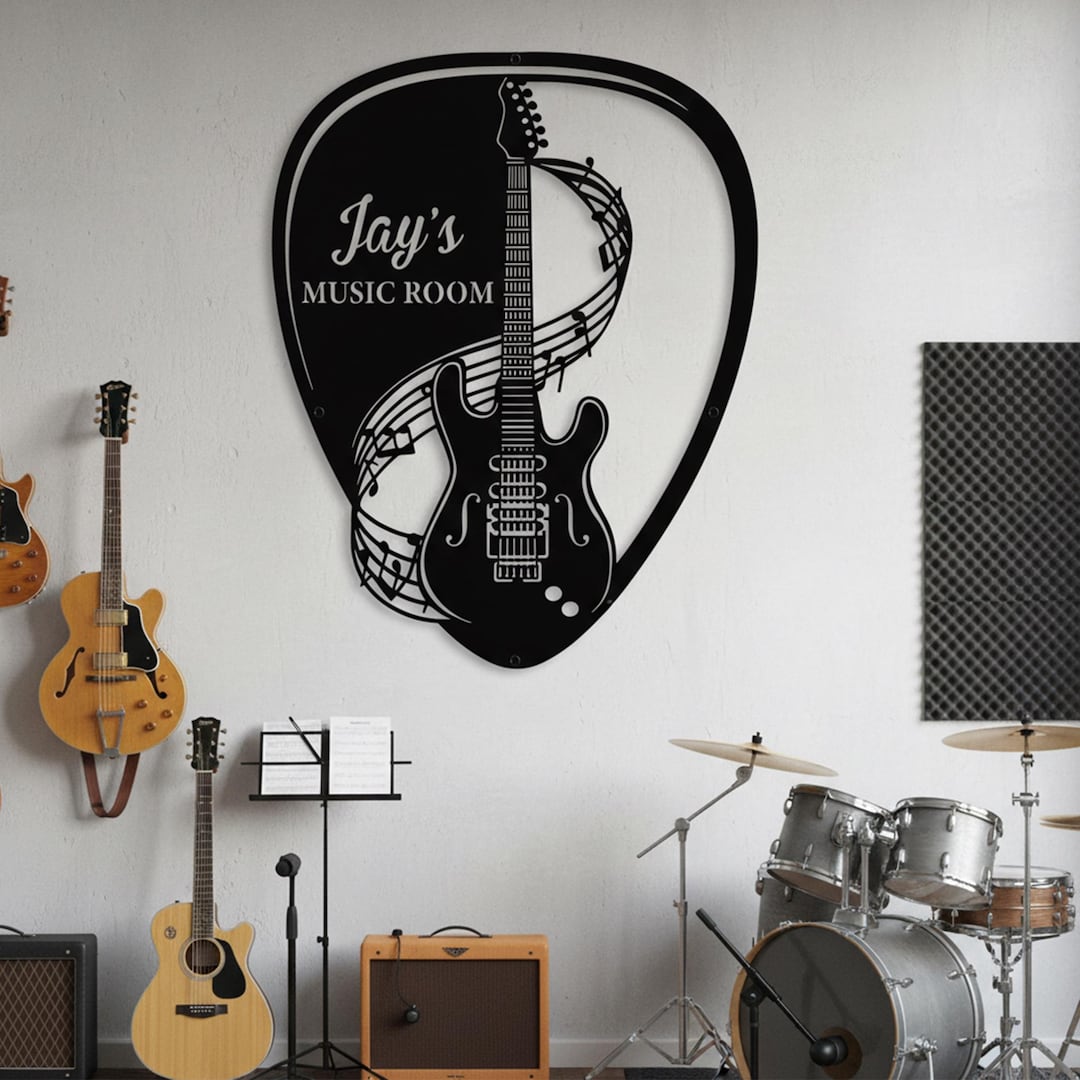 Personalized Music Room Name Sign,custom Music Room Wall Decor,guitar ...