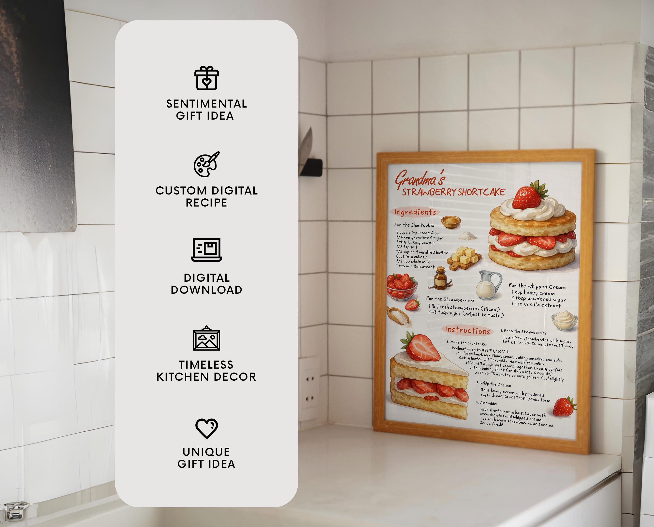 Digital Custom Recipe Art, Illustrated Family Recipe, Printable Kitchen ...