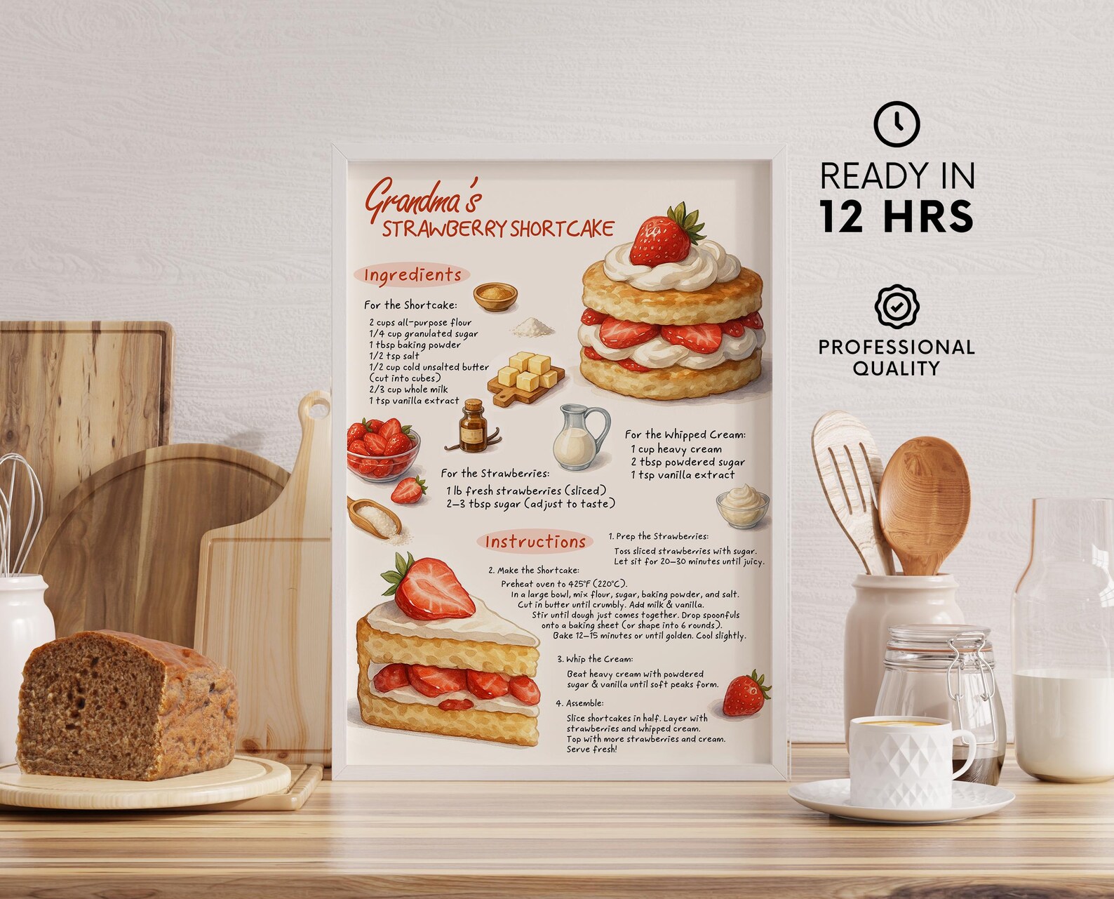 Digital Custom Recipe Art, Illustrated Family Recipe, Printable Kitchen ...
