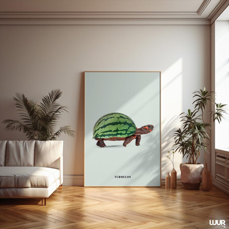 Turmelon Turtle Print: Funny Abstract Animal Art (digital Download ...