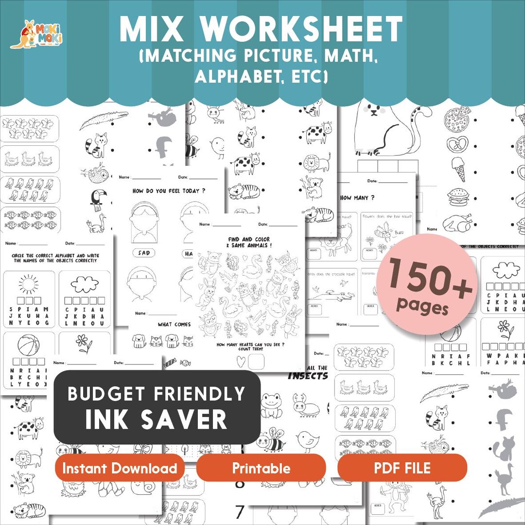PRINTABLE PRESCHOOL WOKSHEET Black and White - Etsy