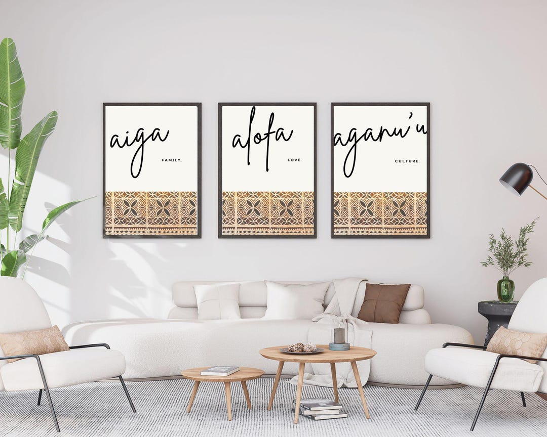 Samoan Wall Art - Set of 3 Neutral Tones | Digital Download | Island ...